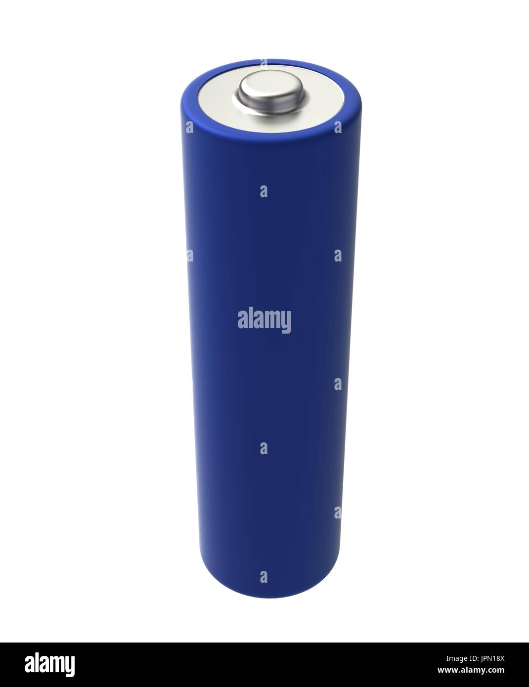3D realistic render of AA blue alkaline battery on a white background ...