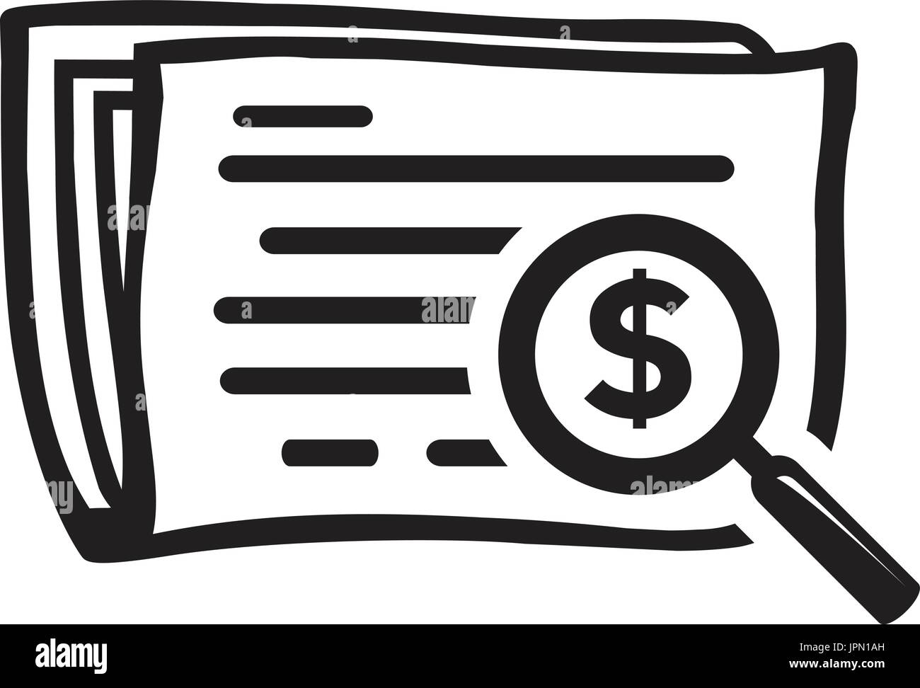 newspaper with magnifying glass and dollar sign, icon design, isolated ...