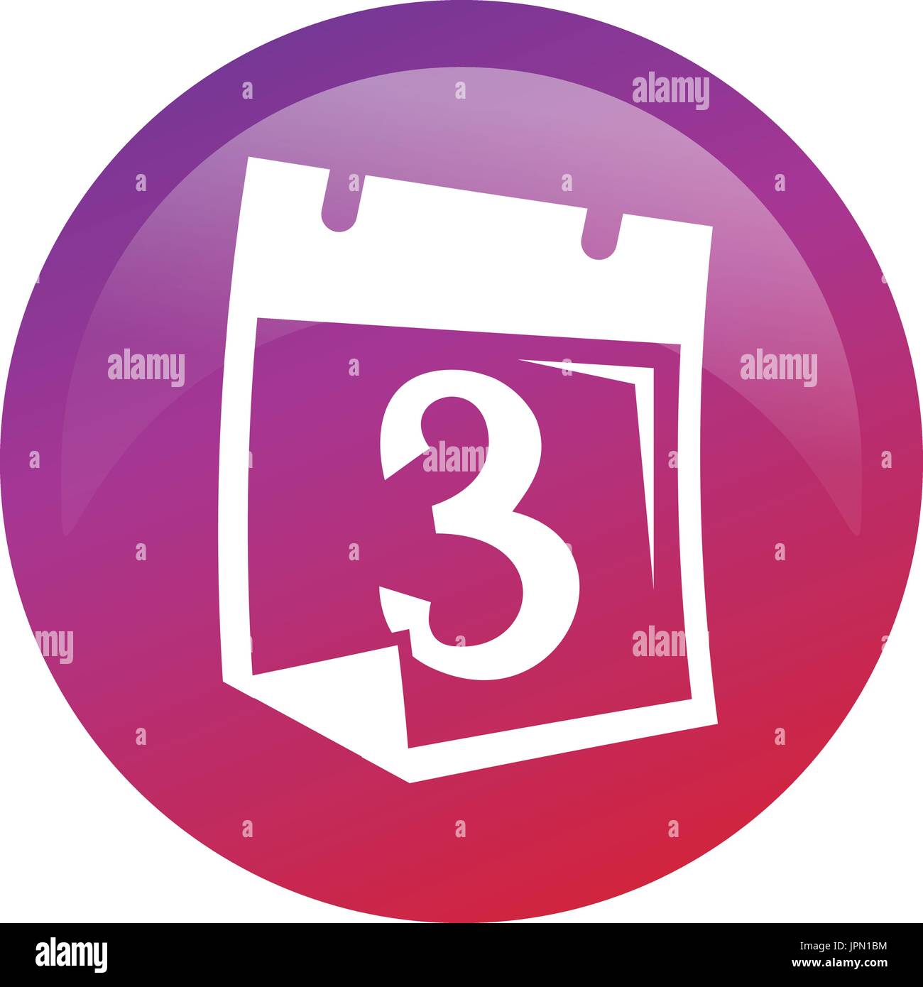 number 3 on calendar within a circle, icon design, isolated on white ...