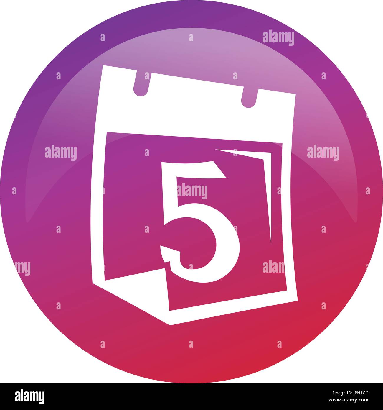 number 5 on calendar within a circle, icon design, isolated on white ...
