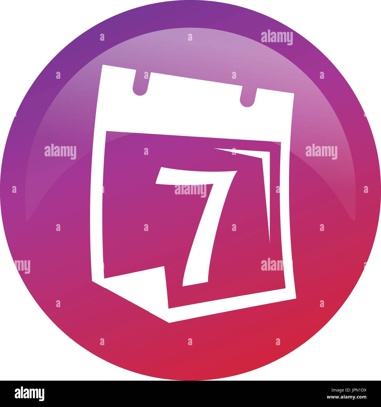 number 7 on calendar within a circle, icon design, isolated on white ...