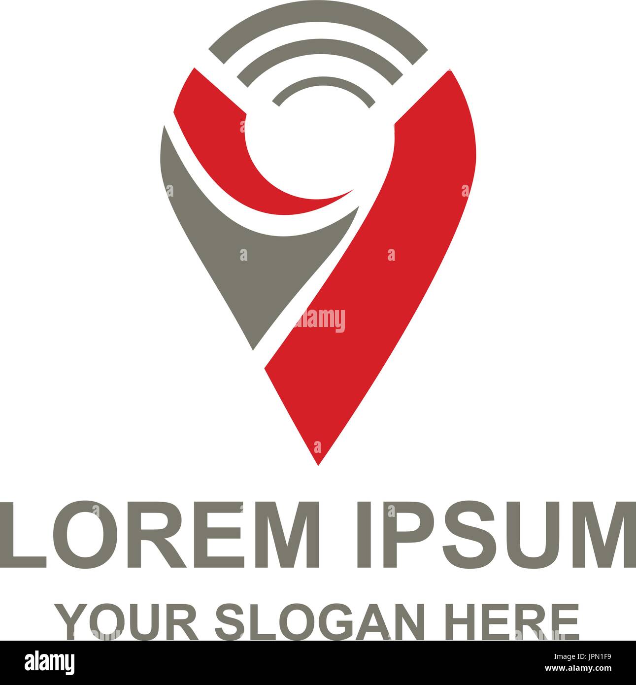 elegant map pin with wifi sign, logo design, isolated on white ...