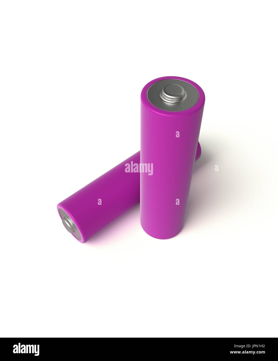 3D realistic render of AA pink alkaline battery on a white background ...