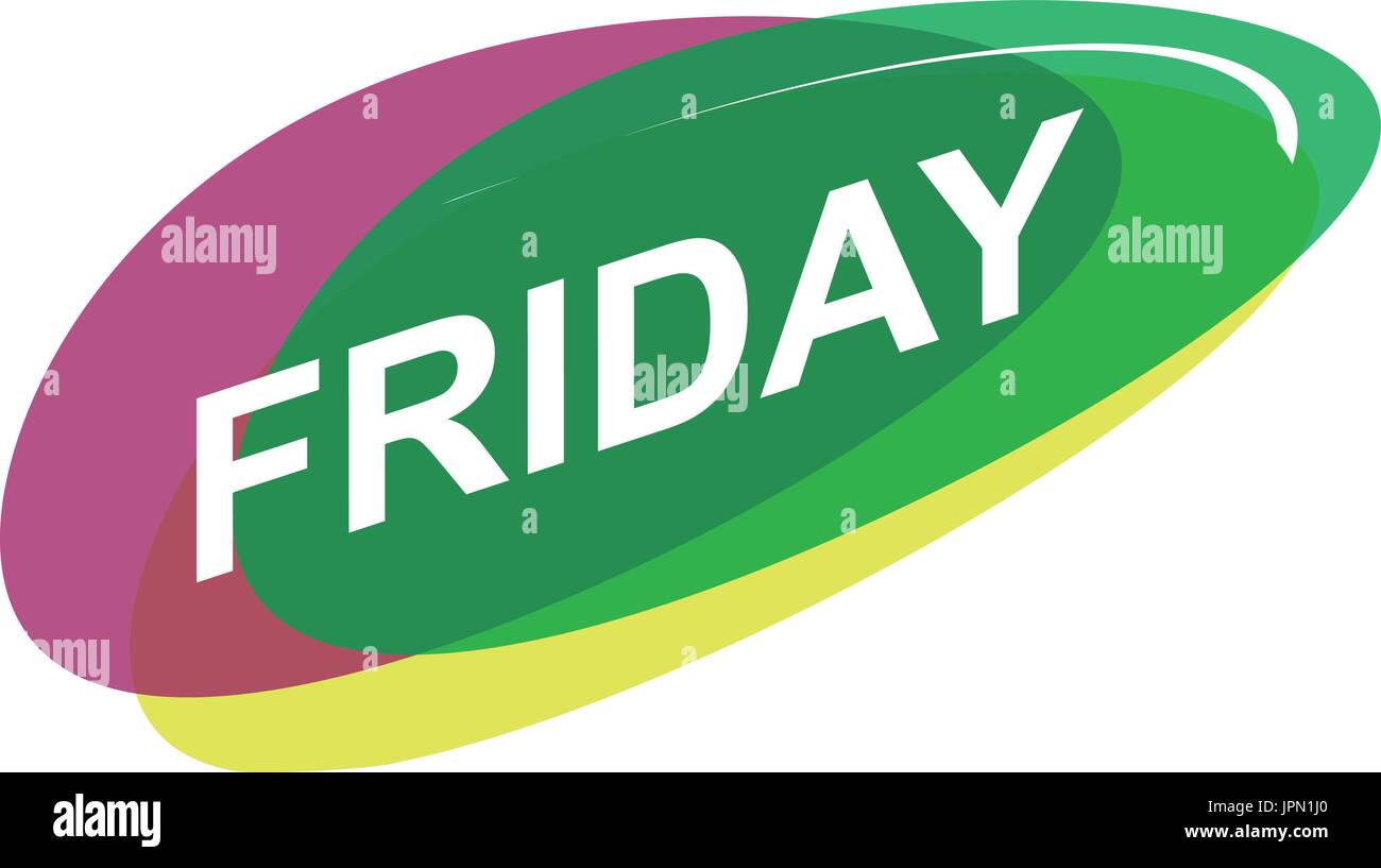 friday within colorful oval shapes, icon design, isolated on white ...