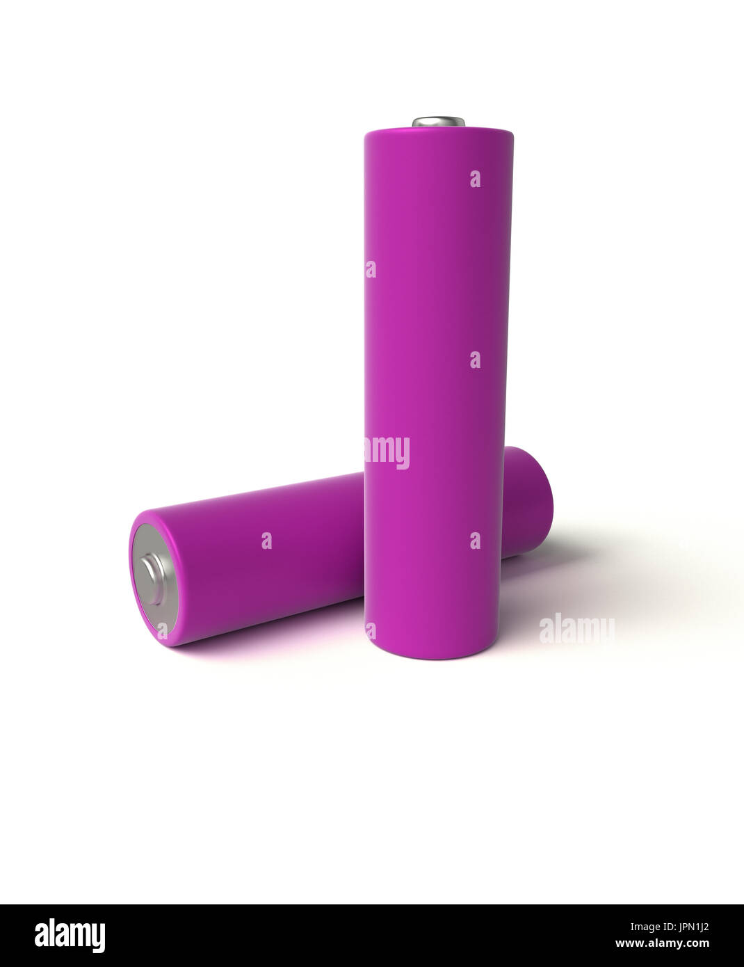 3D realistic render of AA pink alkaline battery on a white background ...
