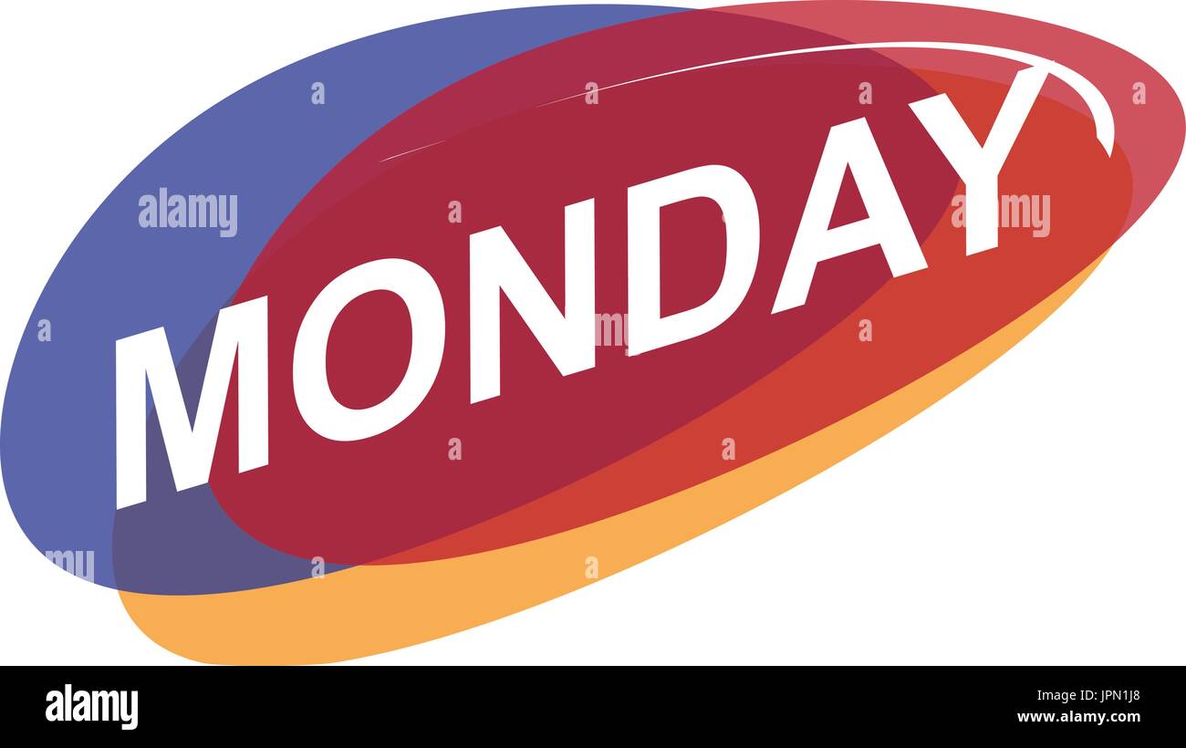 monday within colorful oval shapes, icon design, isolated on white ...