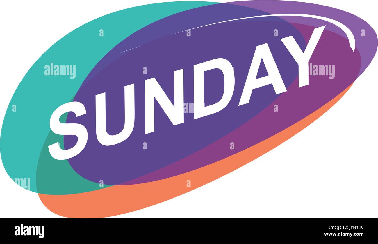 sunday within colorful oval shapes, icon design, isolated on white ...