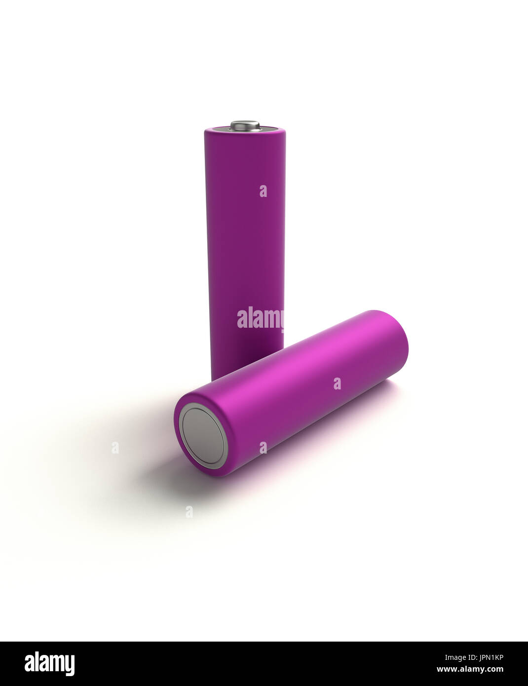 3D realistic render of AA pink alkaline battery on a white background ...
