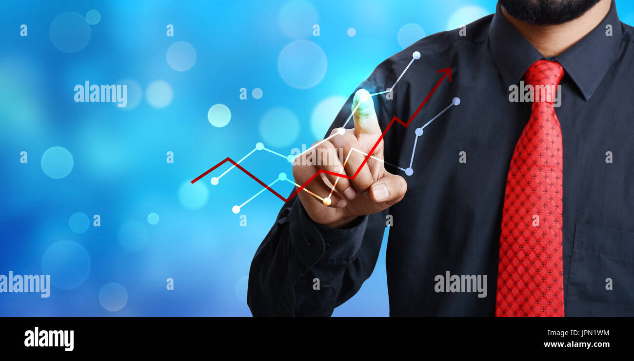 Increasing line with finger touch Stock Photo - Alamy