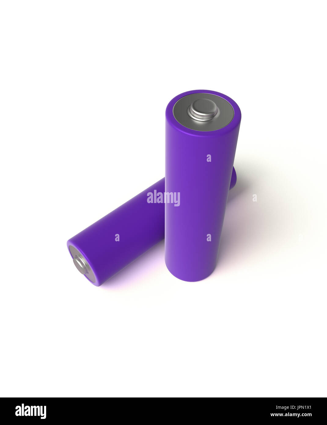 3D realistic render of AA violet alkaline battery on a white background ...