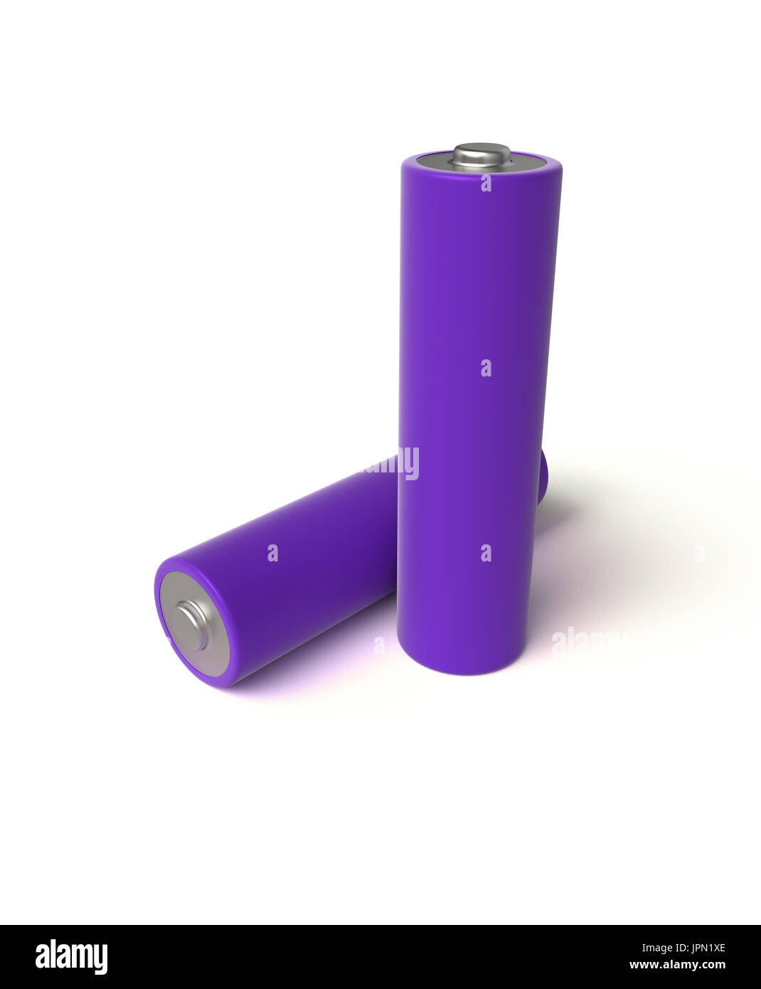 3D realistic render of AA violet alkaline battery on a white background ...