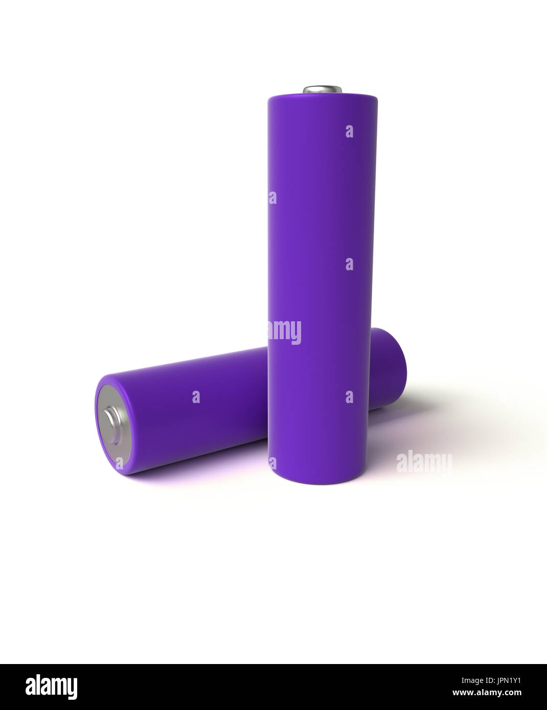 3D realistic render of AA violet alkaline battery on a white background ...