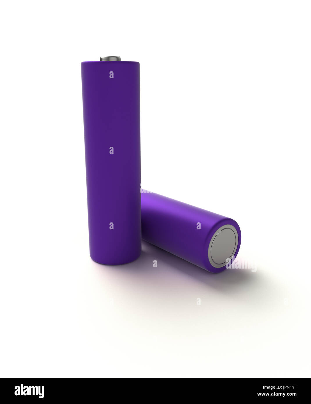 3D realistic render of AA violet alkaline battery on a white background ...
