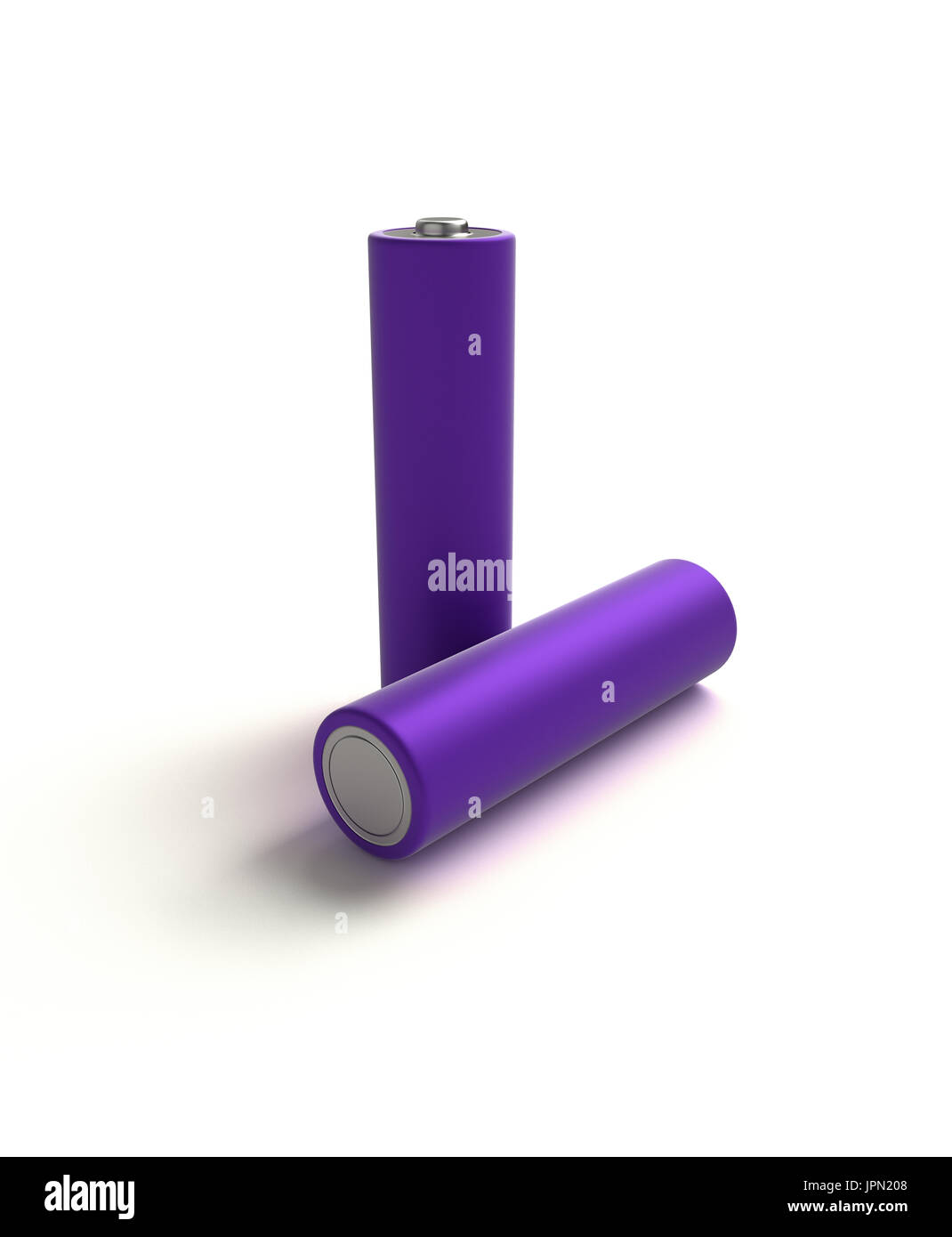 3D realistic render of AA violet alkaline battery on a white background ...
