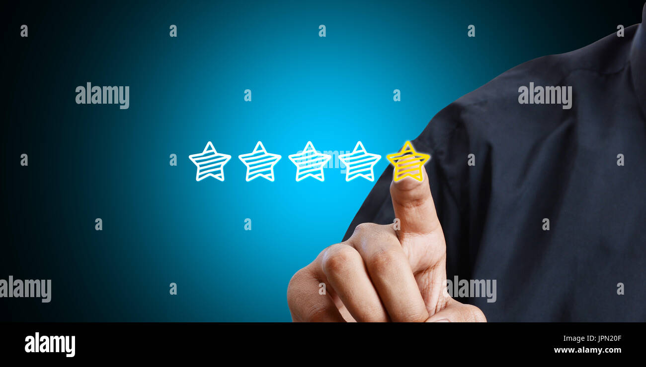Finger touch rating star background Stock Photo - Alamy