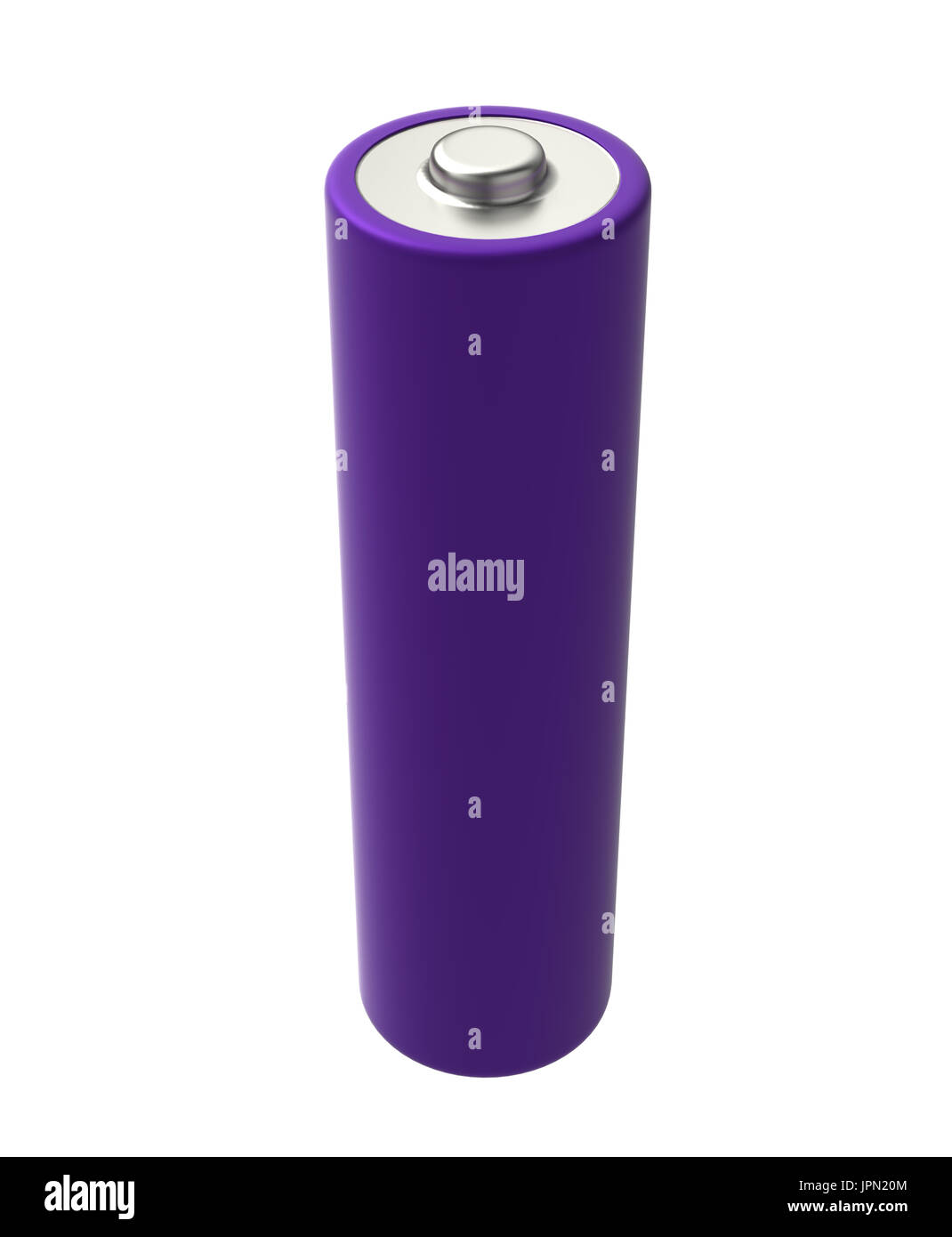 3D realistic render of AA violet alkaline battery on a white background ...
