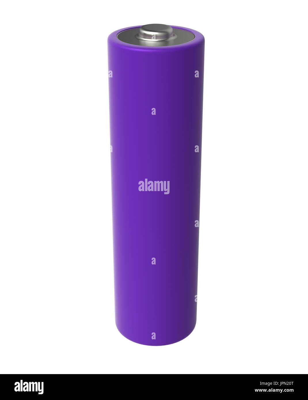 3D realistic render of AA violet alkaline battery on a white background ...