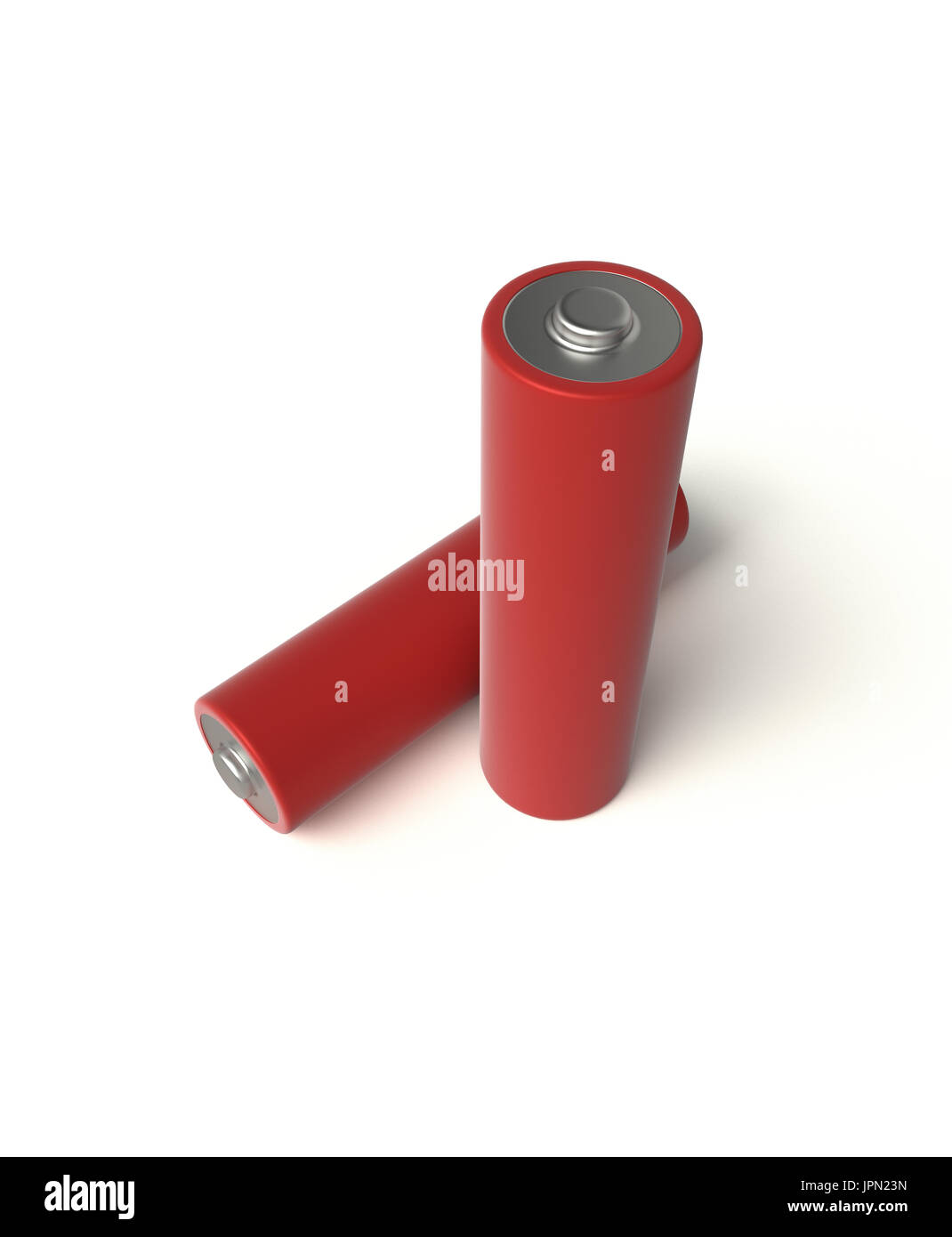 3D realistic render of AA red alkaline battery on a white background ...