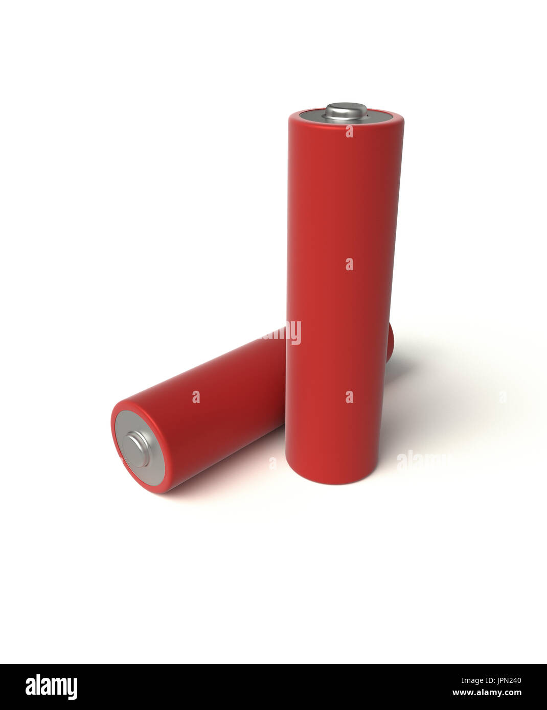 3D realistic render of AA red alkaline battery on a white background ...