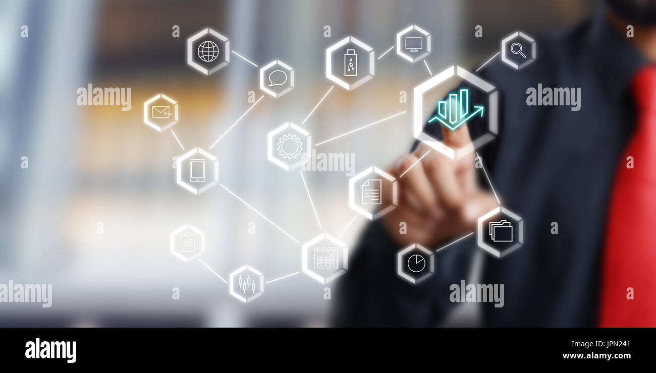 Finger touch technology background wallpaper Stock Photo - Alamy