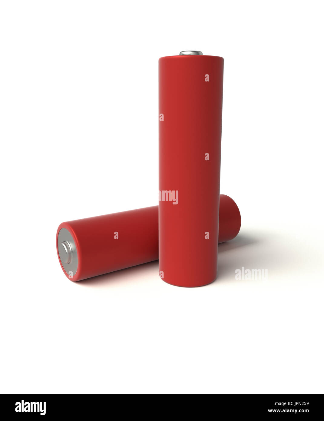 3D realistic render of AA red alkaline battery on a white background ...