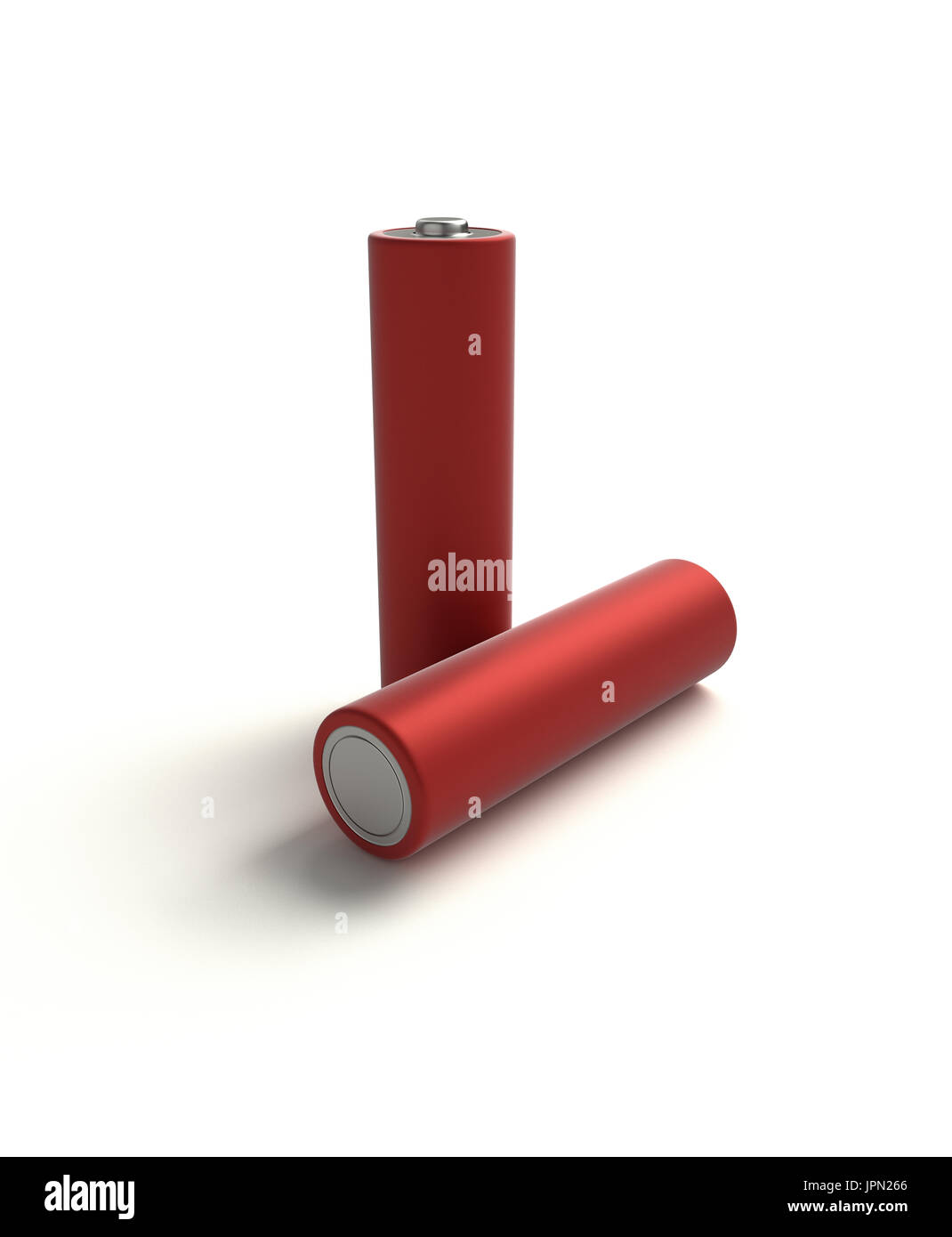 3D realistic render of AA red alkaline battery on a white background ...