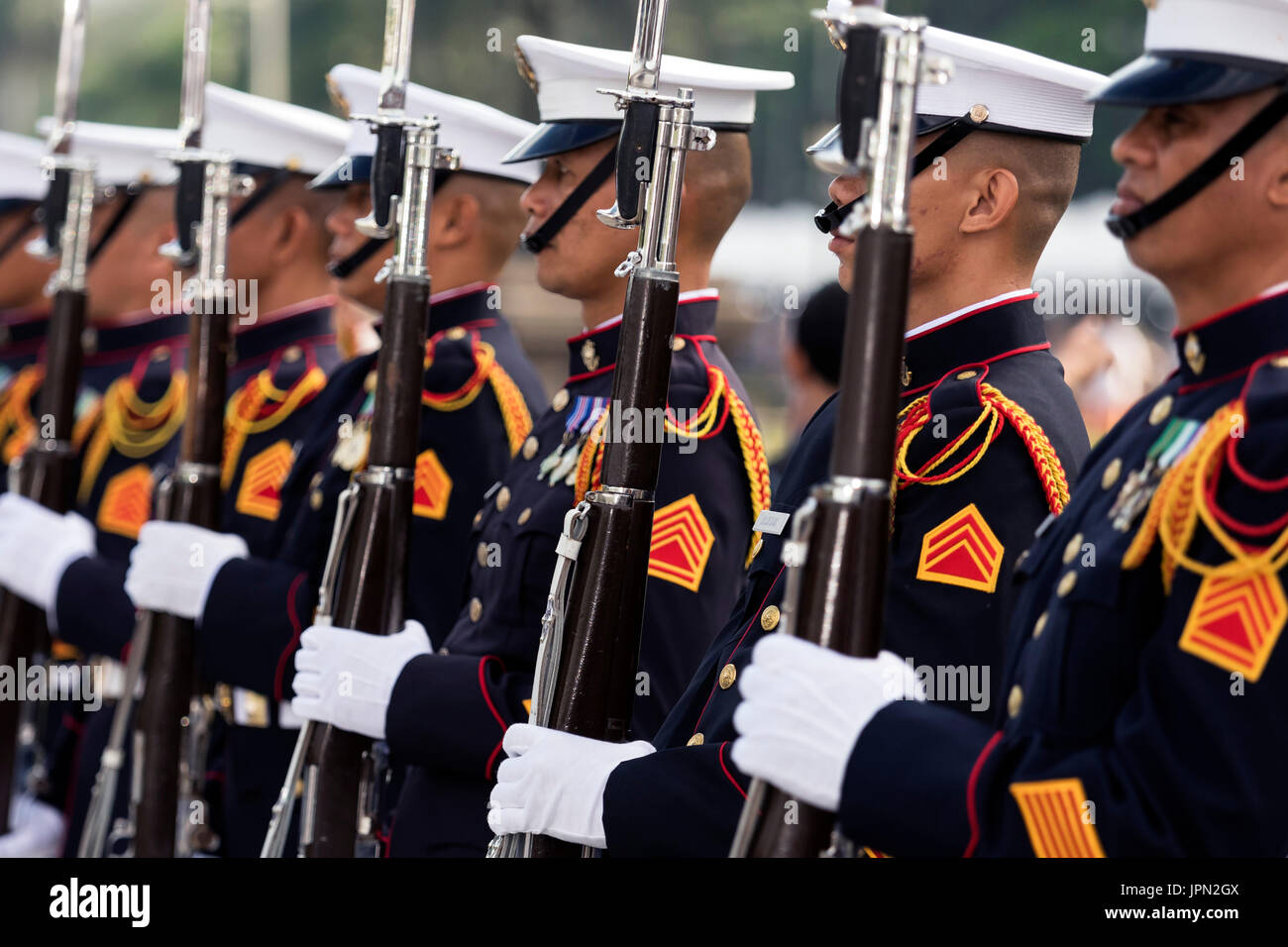 Marines in military parade, Rizal Park, Manila, Philippines Stock Photo ...
