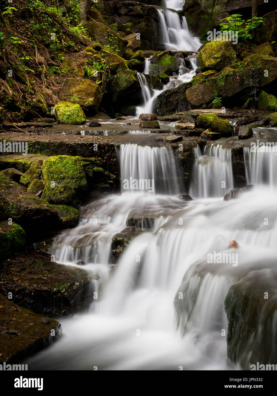 Lumsdale waterfalls just outside Matlock Stock Photo - Alamy