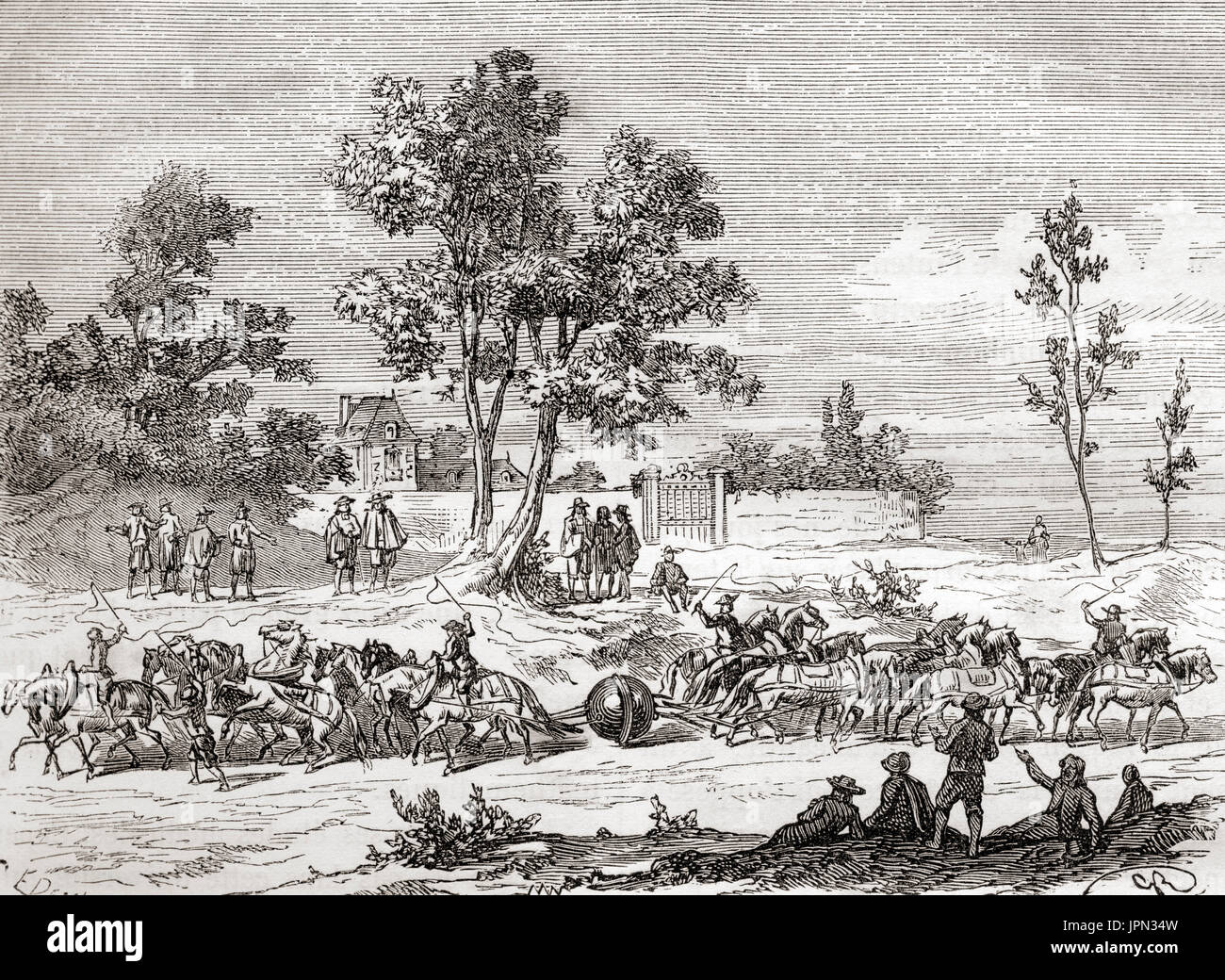 The Magdeburg hemispheres, a pair of large copper hemispheres, with ...