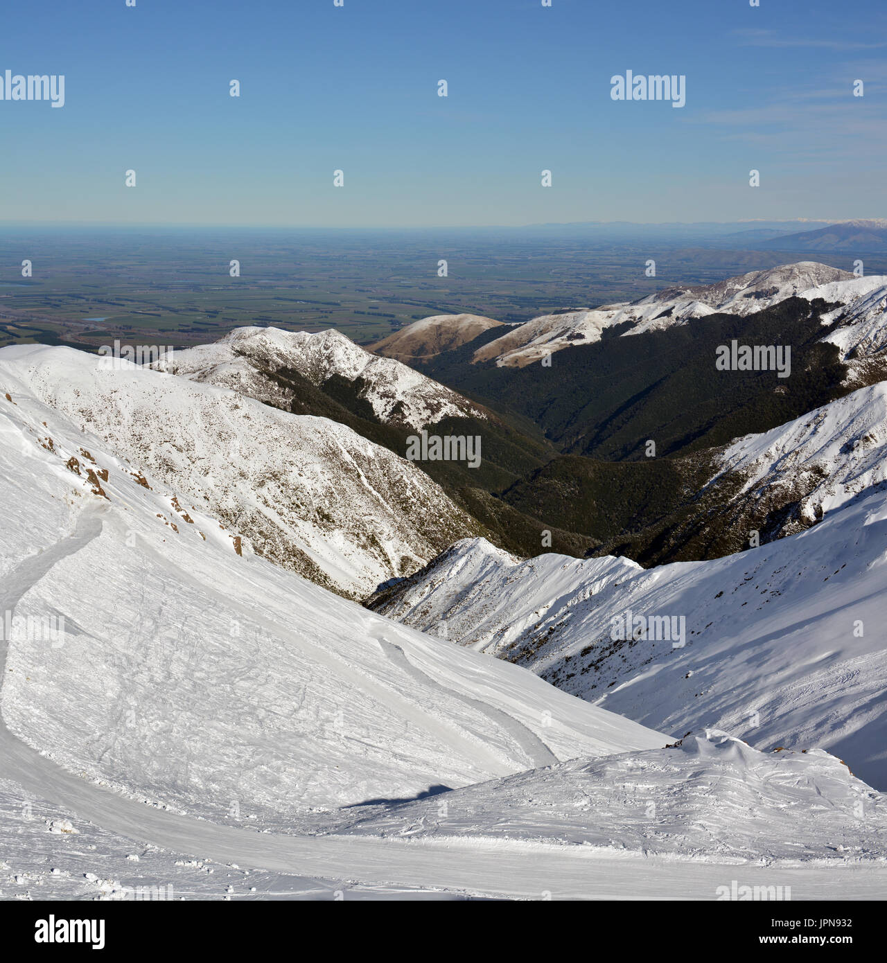 Vertical Panorama of The Canterbury Plains from the Mount Hutt Ski ...