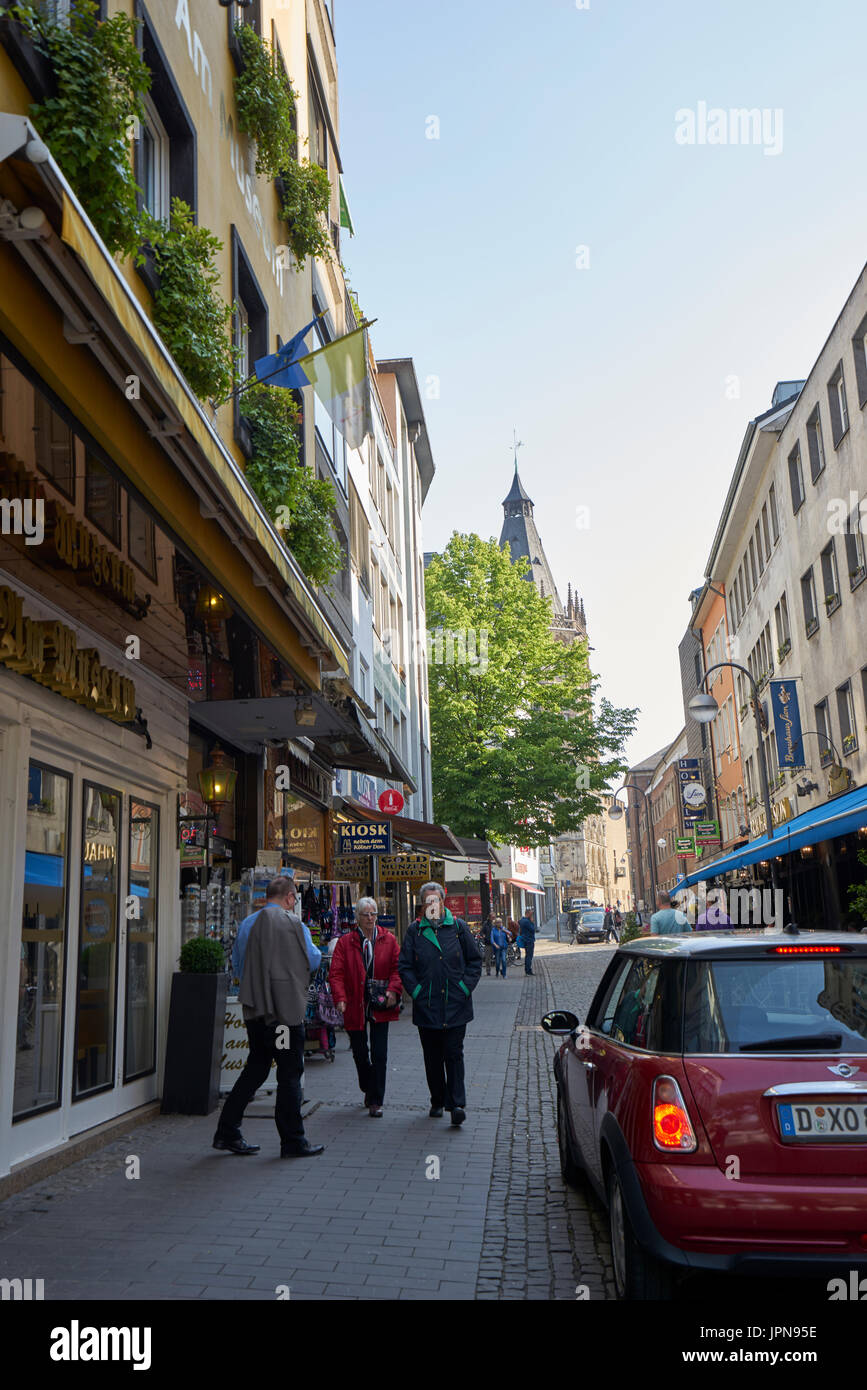 Cologne/Germany - May 10, 2017: street scene in busy inner city Cologne ...