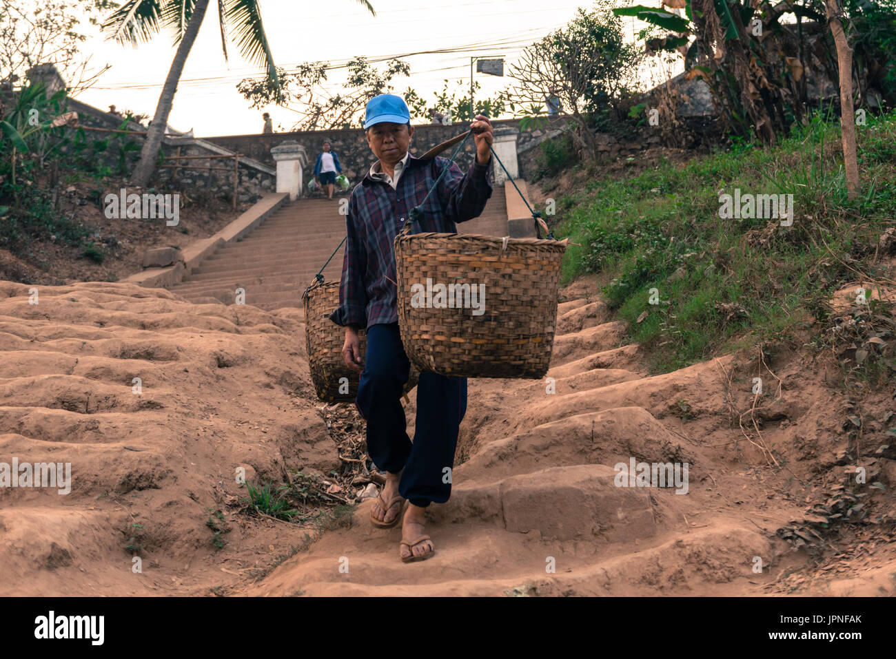 LUANG PRABANG, LAOS - MARCH 12, 2017: Horizontal picture of Local lao ...