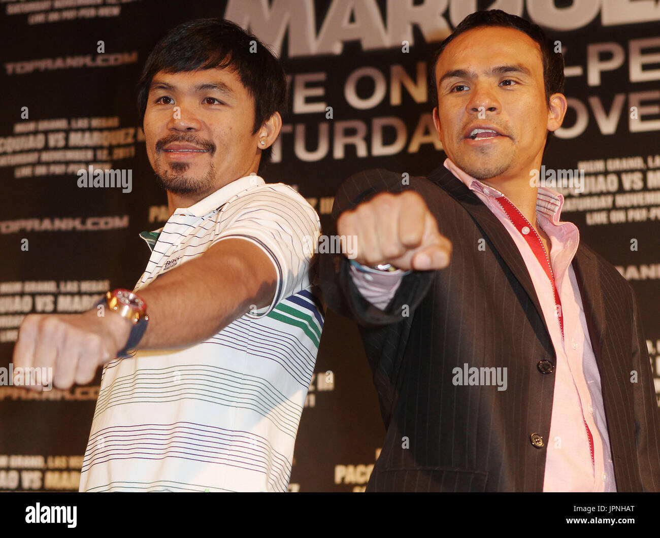 Boxers Manny Pacquiao & Juan Manuel Marquez at the Pacquiao Marquez III ...