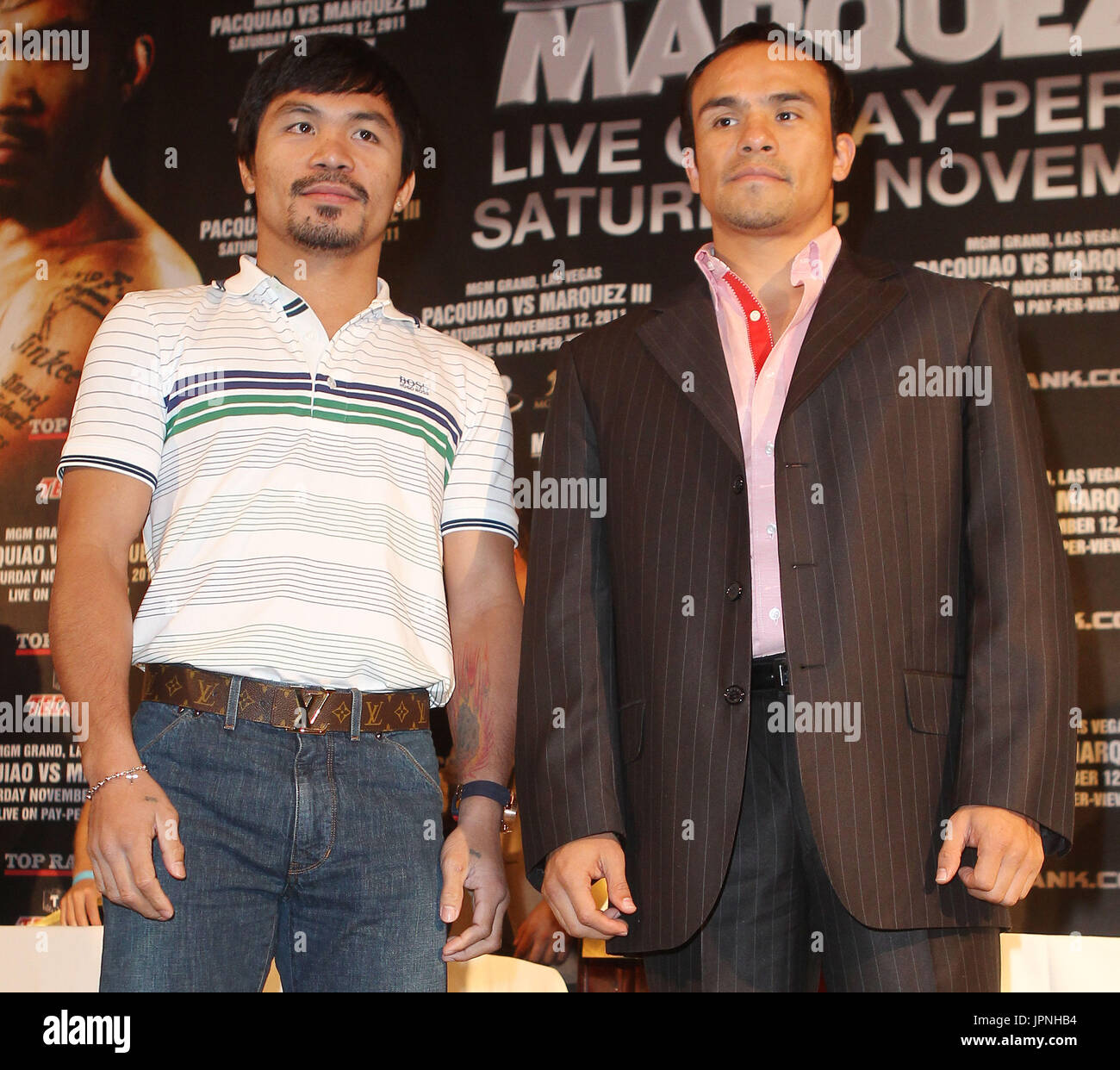 Boxers Manny Pacquiao & Juan Manuel Marquez at the Pacquiao Marquez III ...