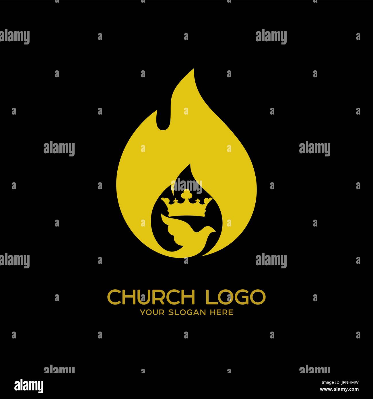 Church logo. Christian symbols. The Flame of the Holy Spirit and the ...