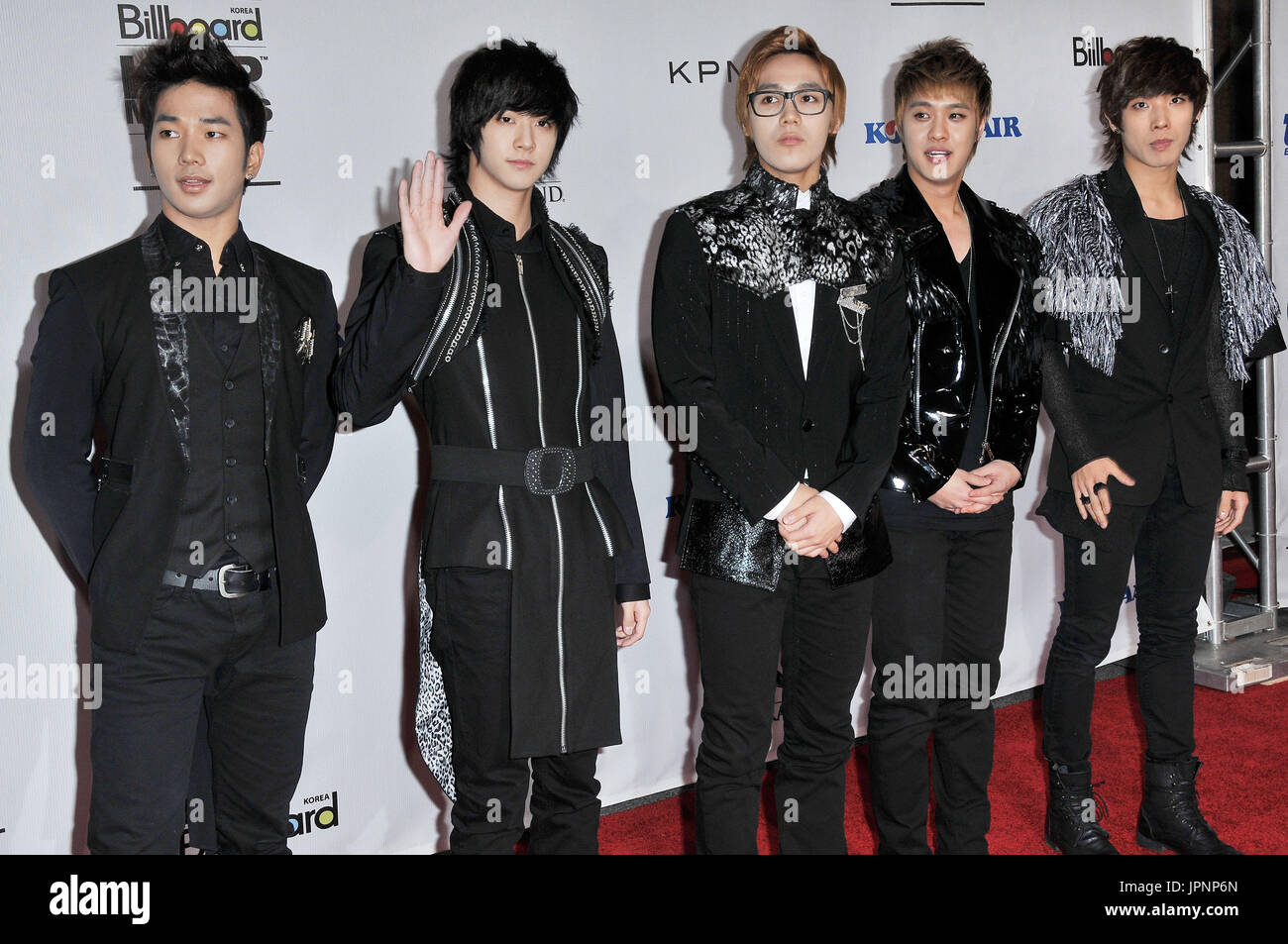 KPop Male Group MBLAQ - G.O. AKA Jung ByungHee, Cheondoong, Mir, Seung Ho & Lee Joon at the 2011 ...