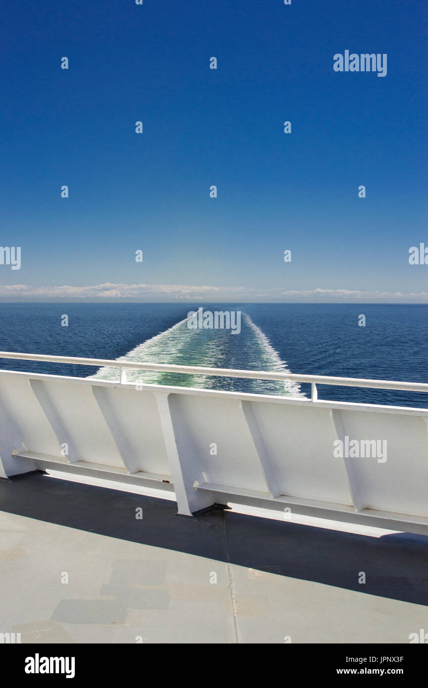 Eastern view of the Strait of Georgia from a ferry deck, BC Ferries ...