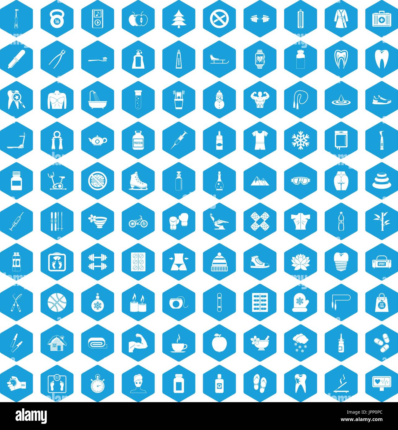 100 fit body icons set blue Stock Vector Image & Art - Alamy
