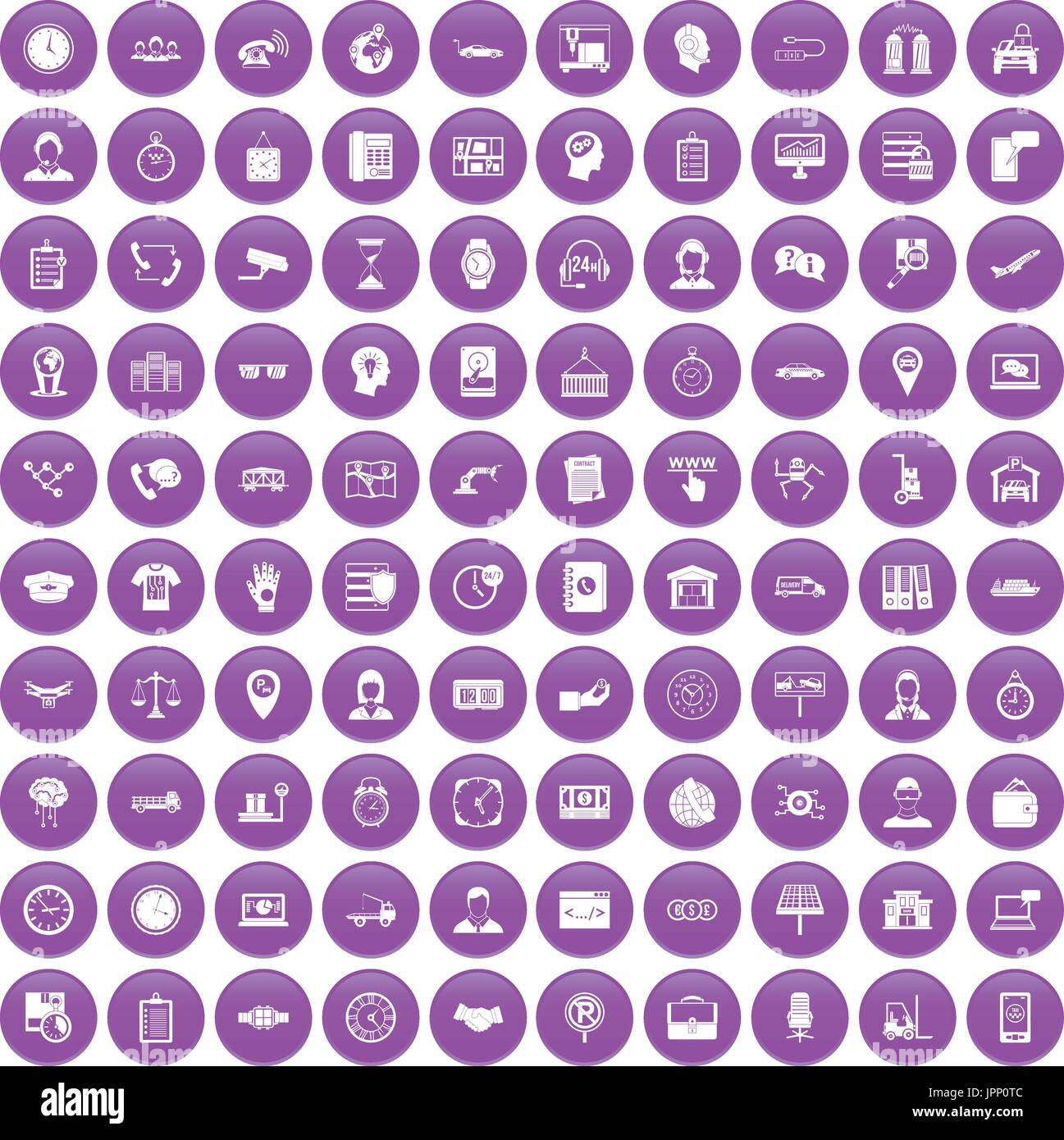 100 working hours icons set purple Stock Vector Image & Art - Alamy