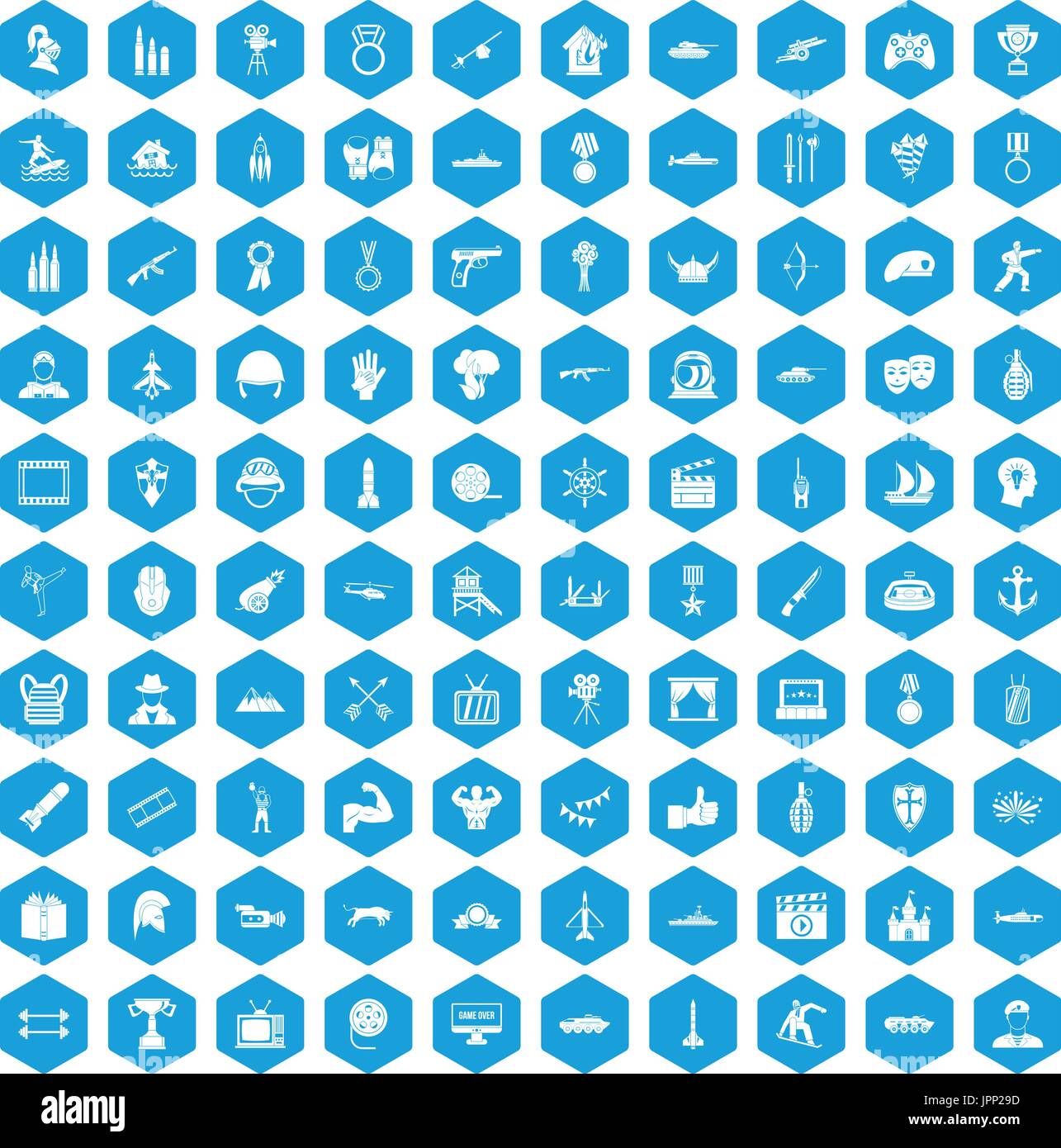 100 hero icons set blue Stock Vector Image & Art - Alamy