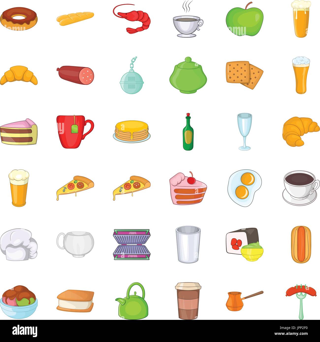 Cafe food icons set, cartoon style Stock Vector Image & Art - Alamy