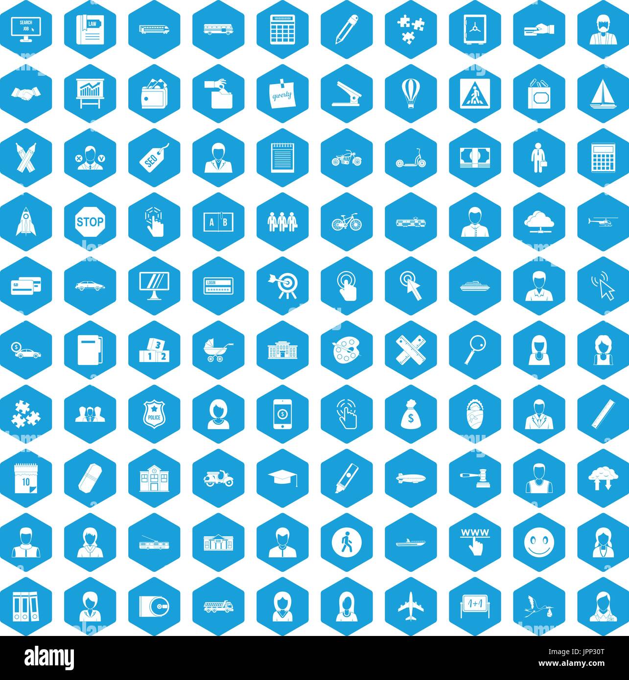 100 initiation icons set blue Stock Vector Image & Art - Alamy