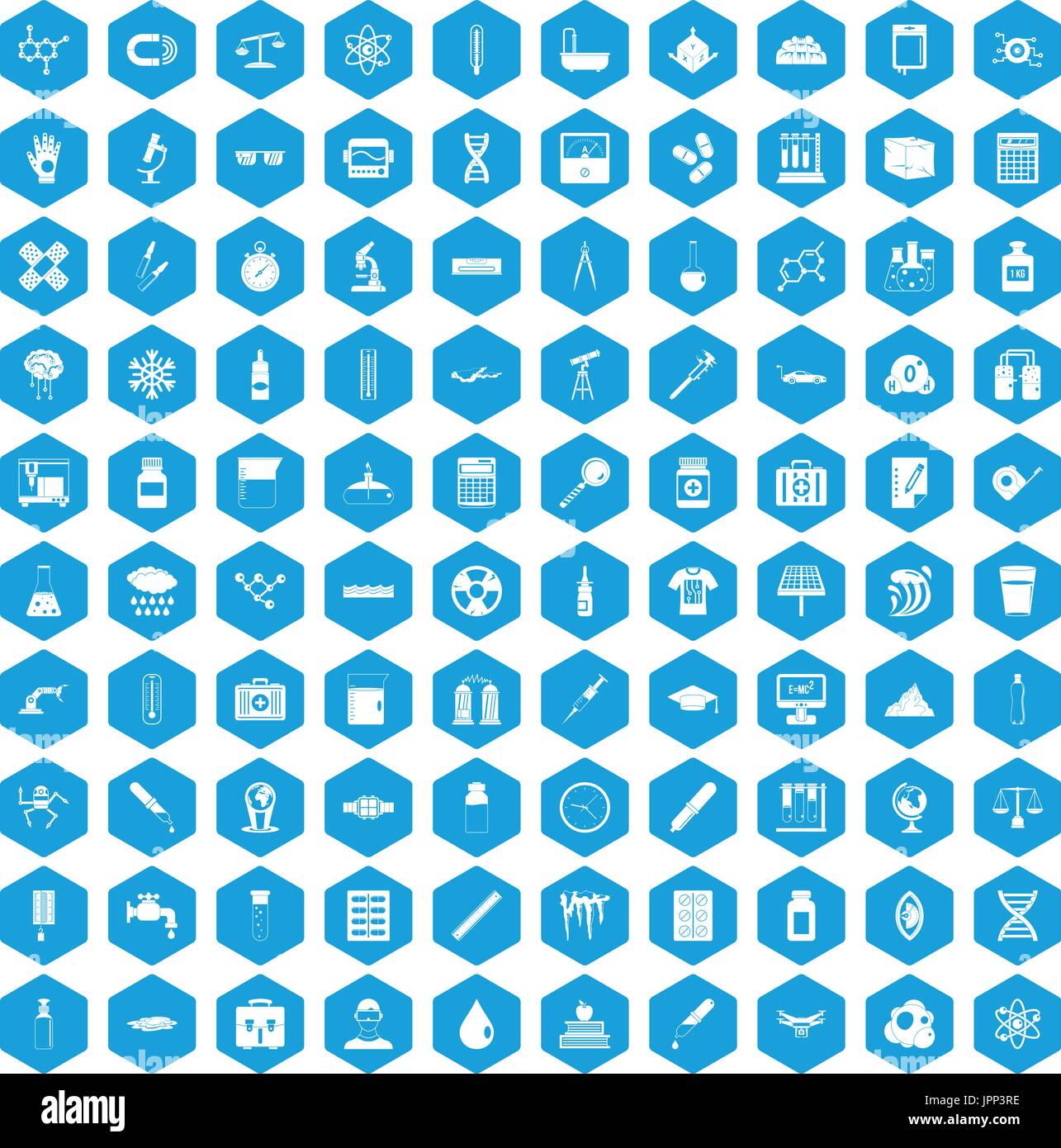 100 laboratory icons set blue Stock Vector Image & Art - Alamy
