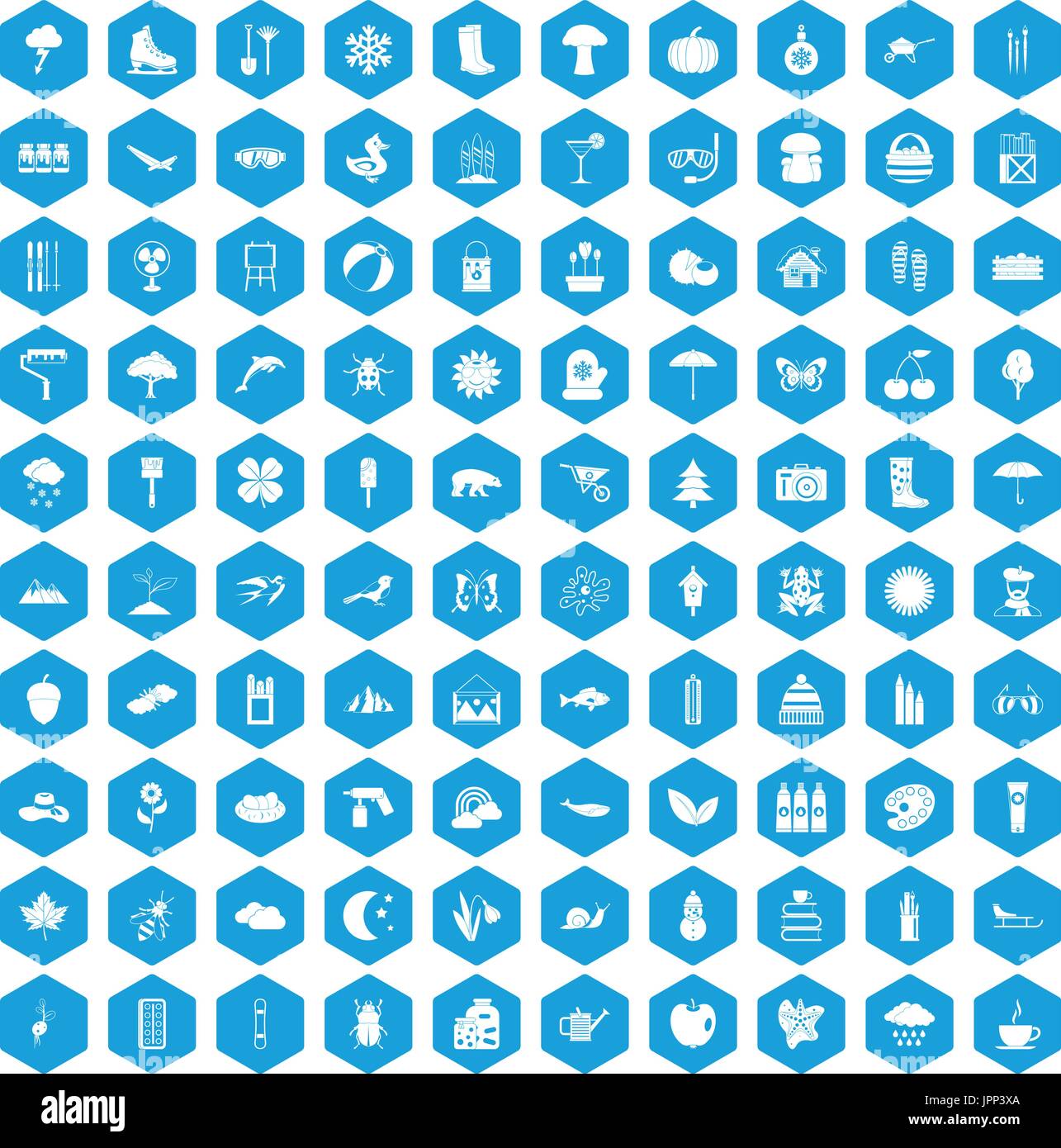 100 landscape icons set blue Stock Vector Image & Art - Alamy