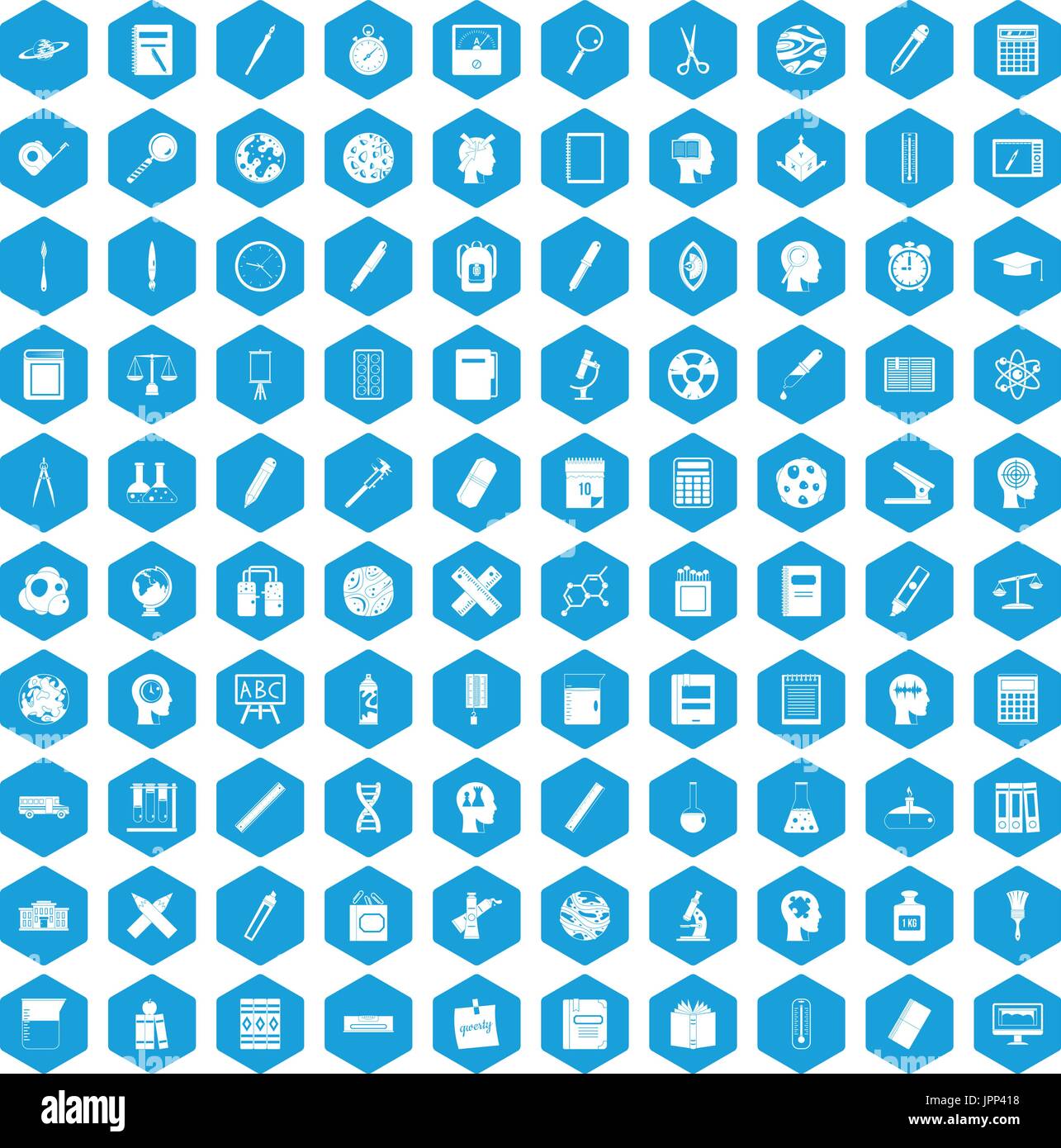 100 learning icons set blue Stock Vector Image & Art - Alamy