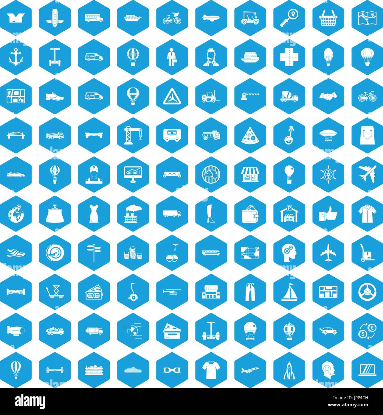 100 logistics icons set blue Stock Vector Image & Art - Alamy