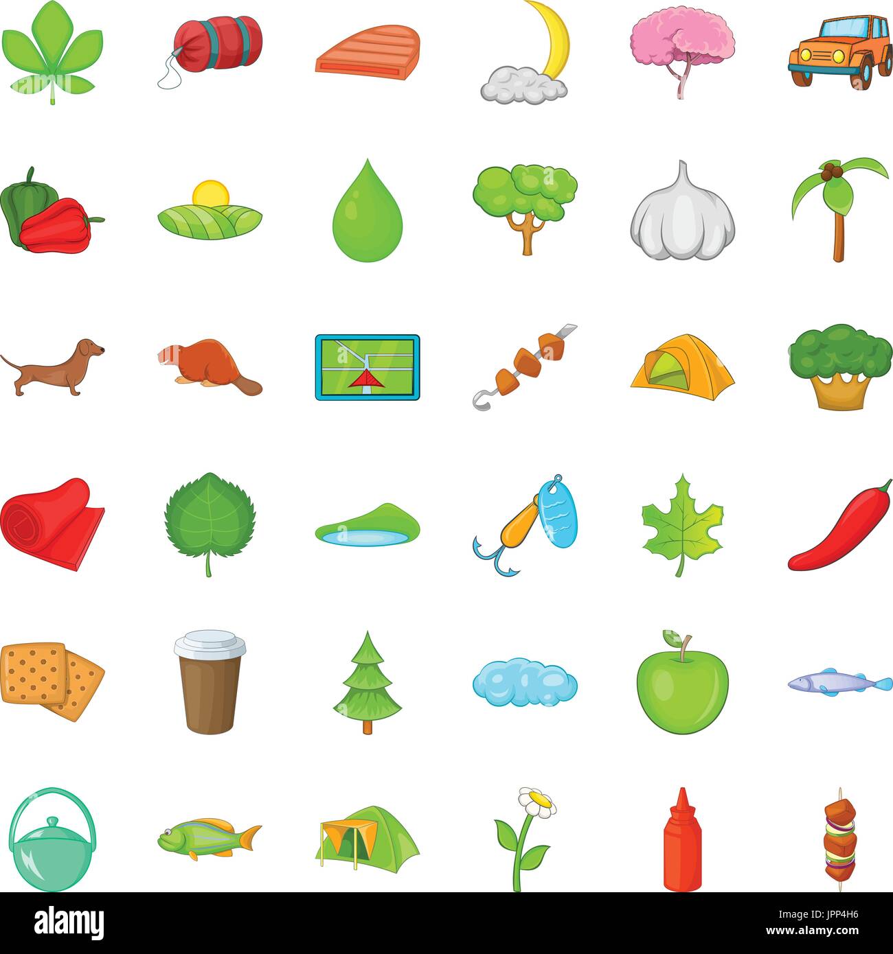 Fishing nature icons set, cartoon style Stock Vector Image & Art - Alamy