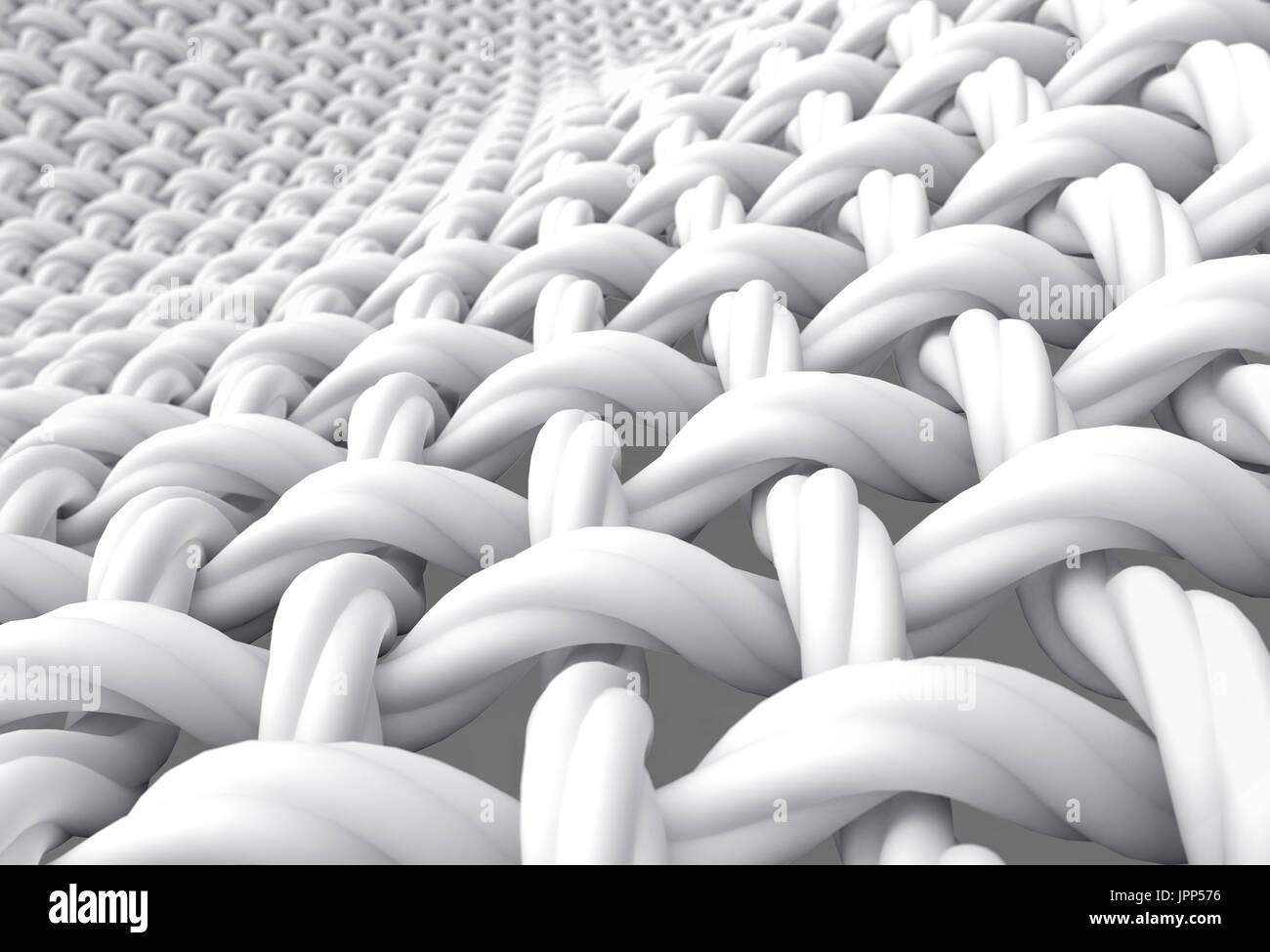 Close up look at interlaced fiber, twisted rope fiber in 3d rendering ...