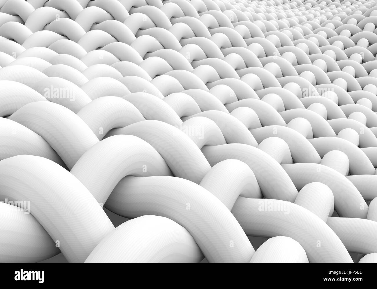 Close up look at interlaced fiber, curved fiber with smooth surface, 3d ...