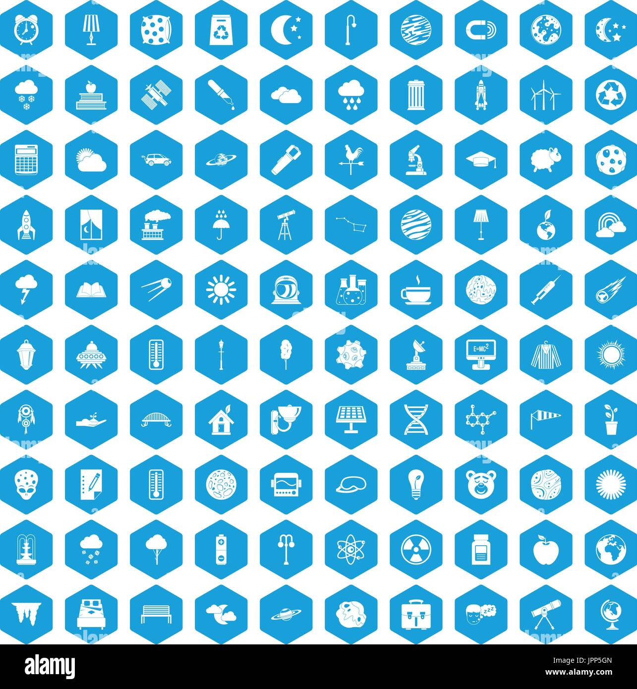 100 moon icons set blue Stock Vector Image & Art - Alamy